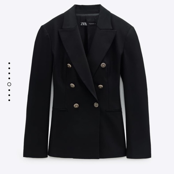 Zara | Jackets & Coats | Zara Balmain Style Double Breasted Black ...